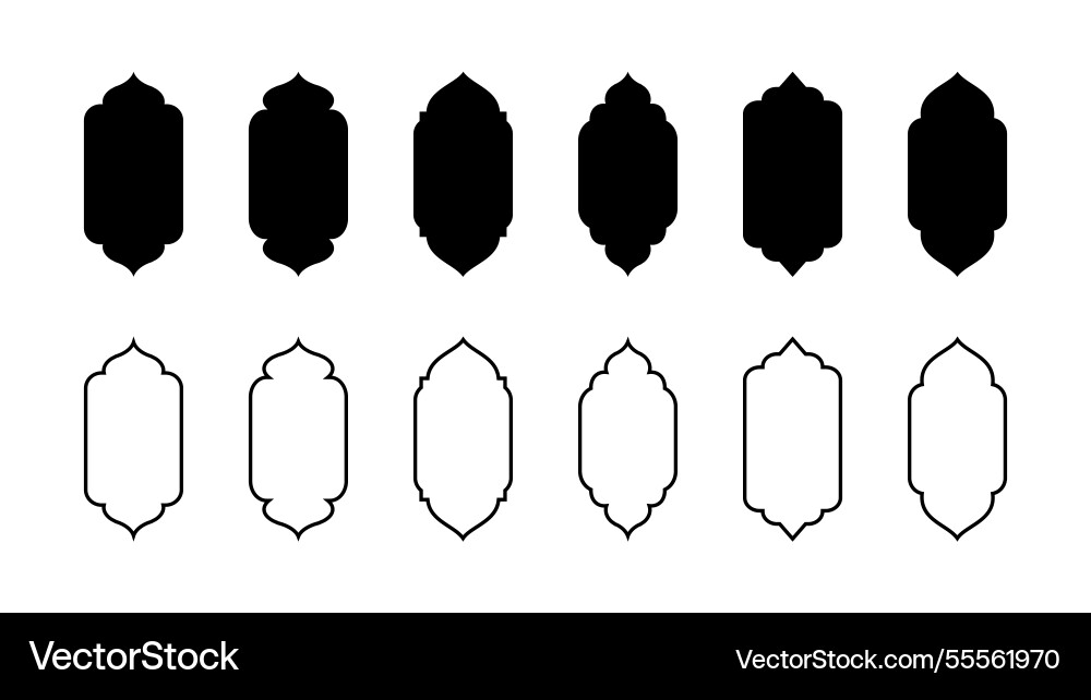 Elegant traditional islamic window shapes Vector Image
