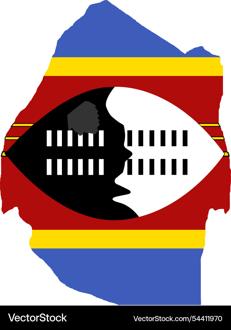 Eswatini flag in map Royalty Free Vector Image