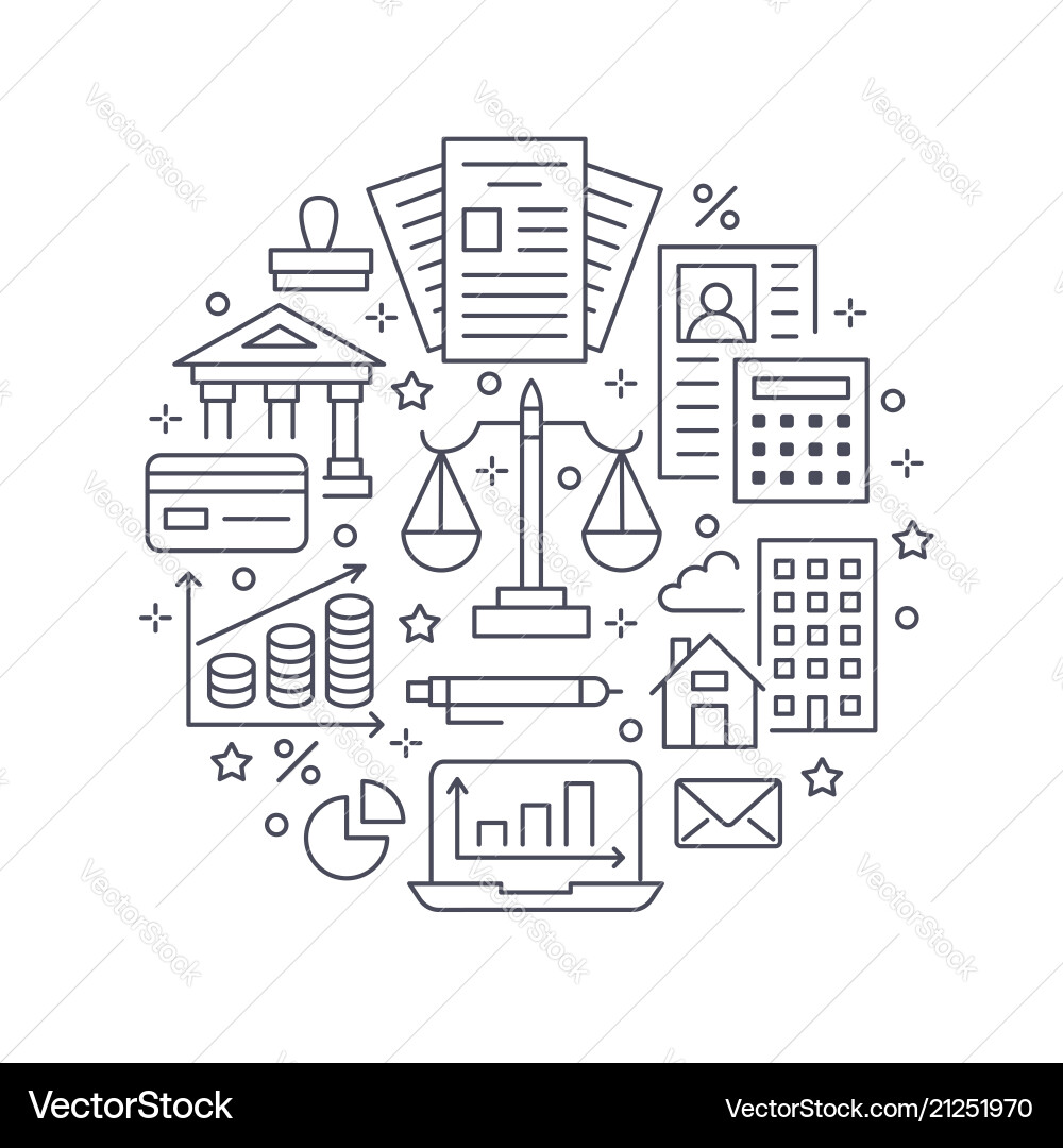 Financial Accounting Circle Icons Royalty Free Vector Image