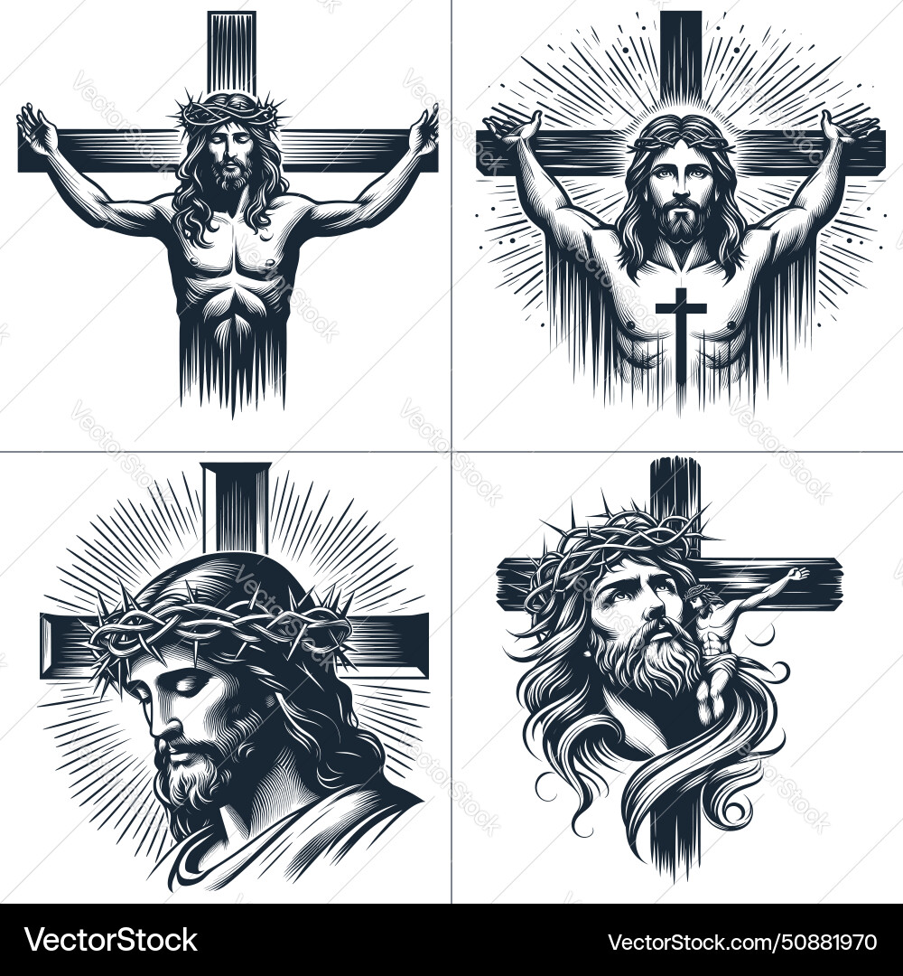 Jesus christ cross praying Royalty Free Vector Image