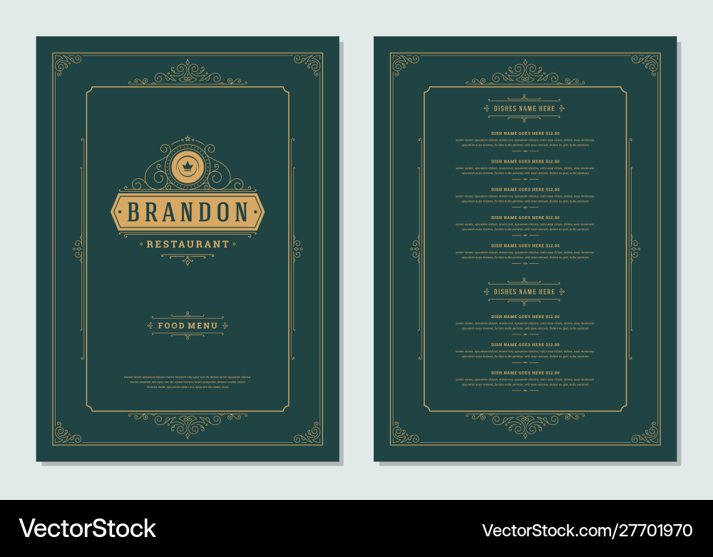 Menu design template with cover and restaurant Vector Image