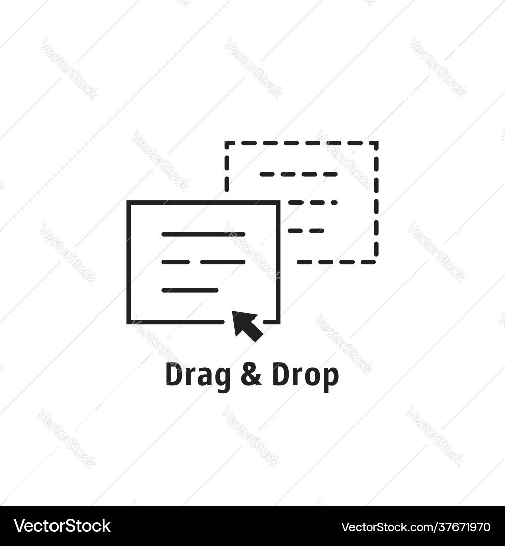 Minimal thin line drag drop icon Royalty Free Vector Image