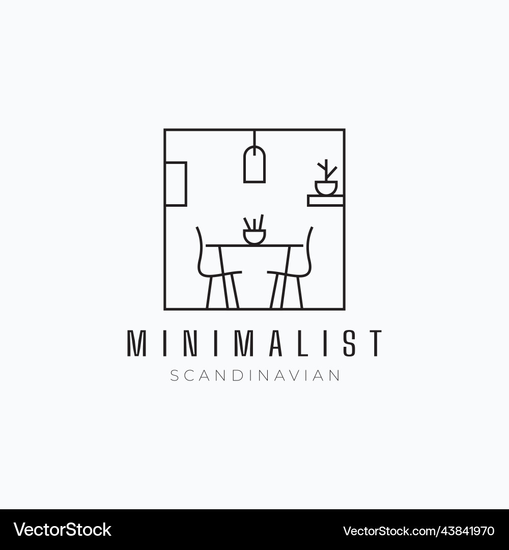 Minimalist line art scandinavian dining room logo Vector Image