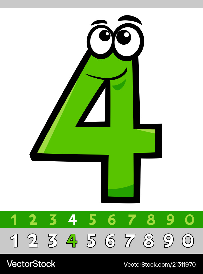 Number four cartoon character Royalty Free Vector Image