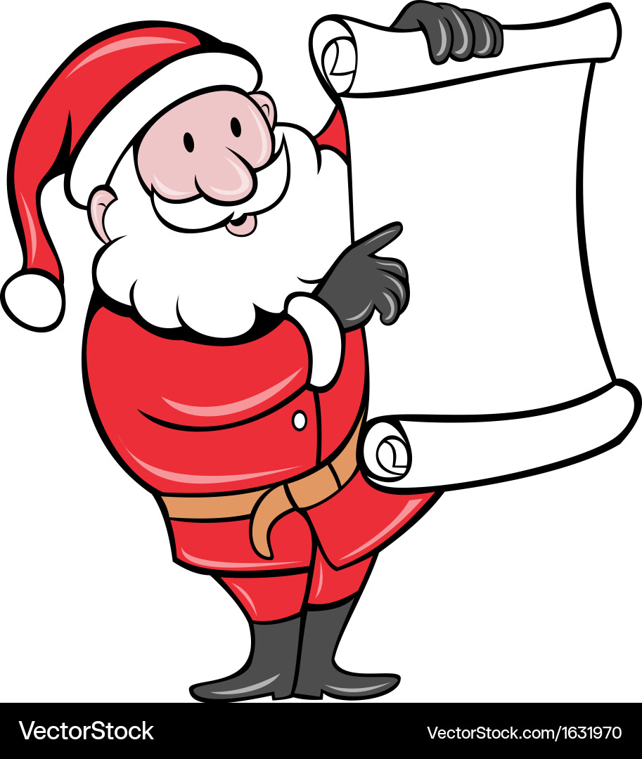 Santa claus holding scroll list Royalty Free Vector Image