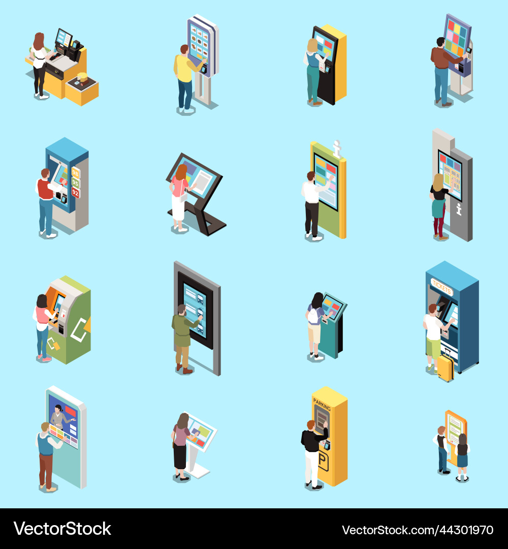 Terminals isometric set Royalty Free Vector Image