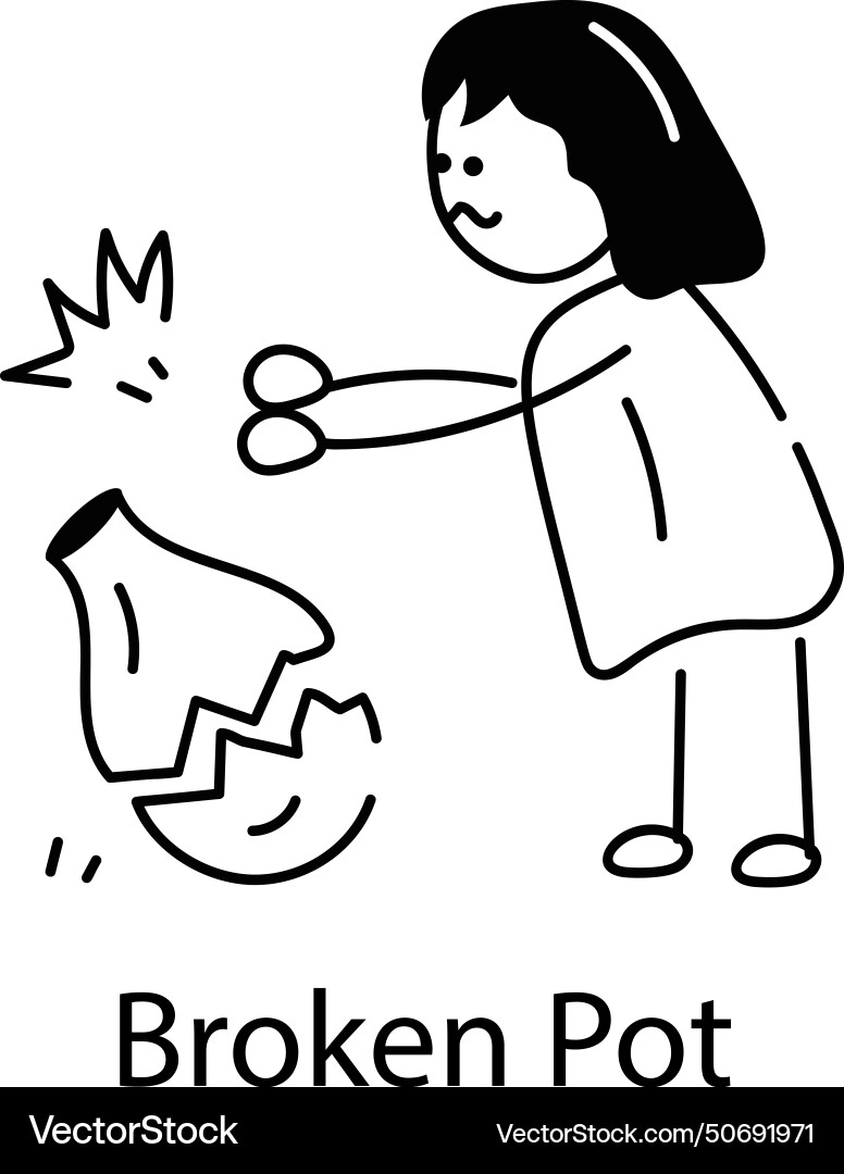 Broken pot Royalty Free Vector Image - VectorStock