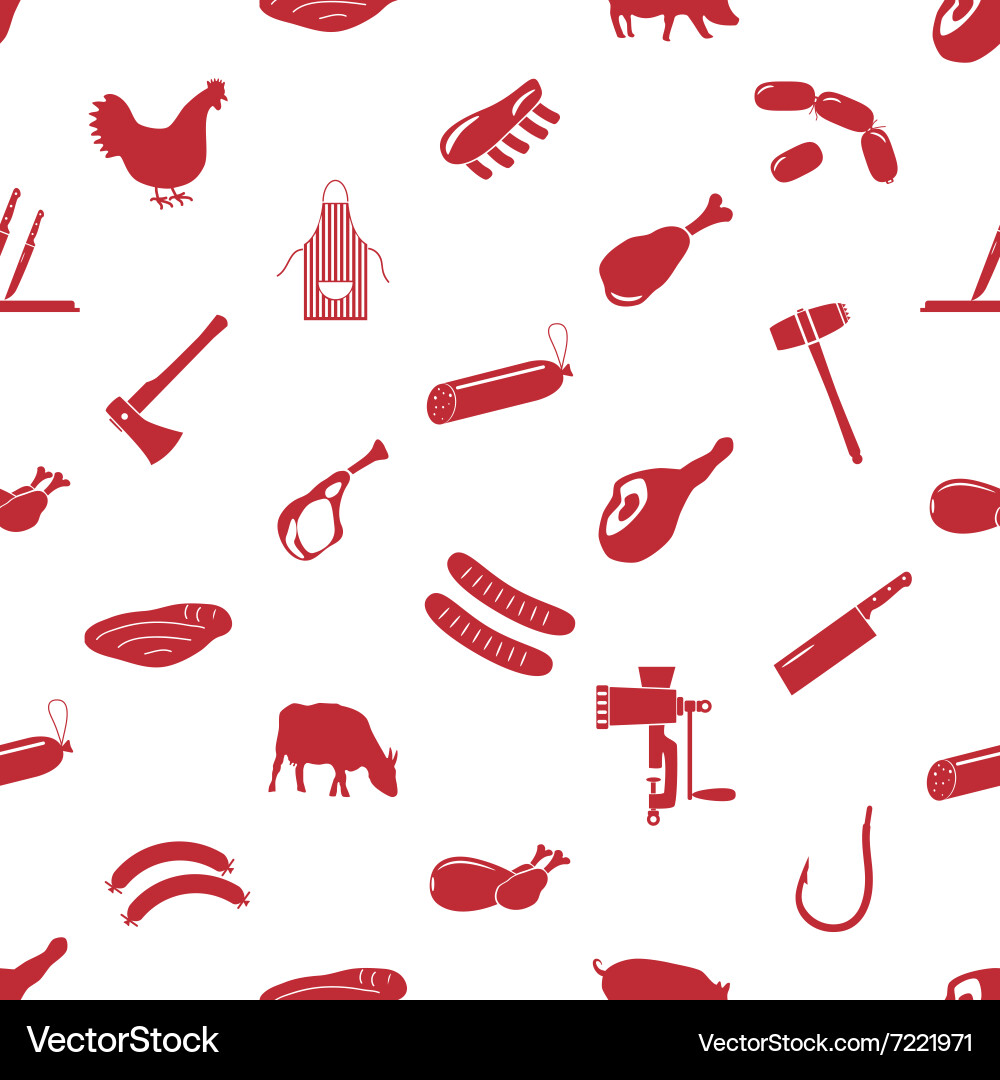 Butcher and meat shop icons seamless pattern eps10