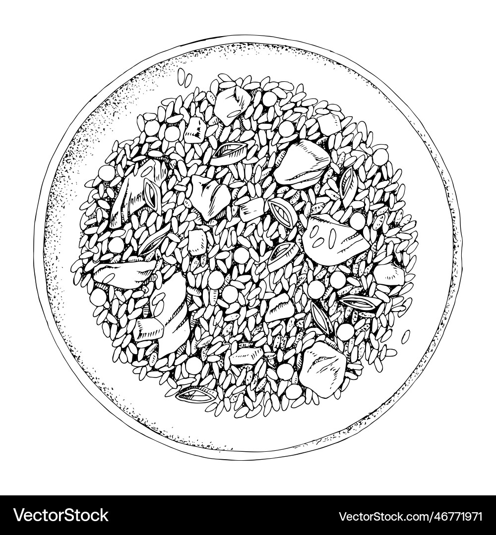 Chinese fried rice in a white plate Royalty Free Vector