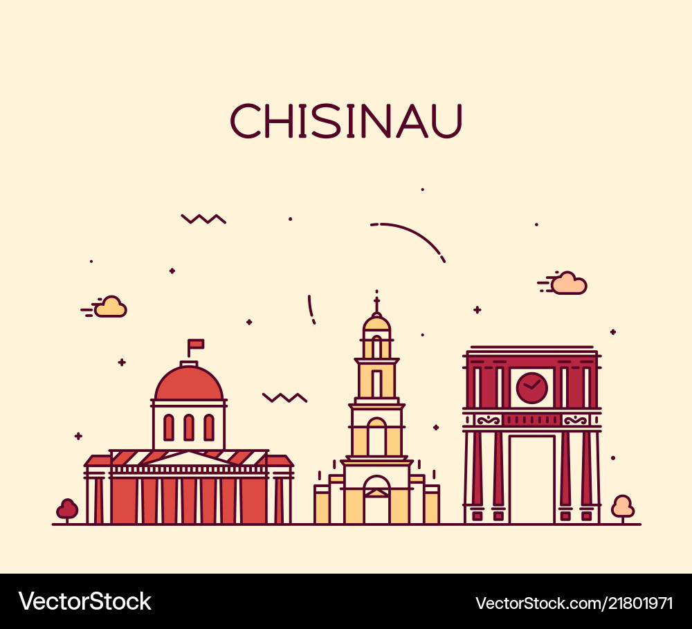 Chisinau Skyline Formova lineare Stil Stadt Vektorbild