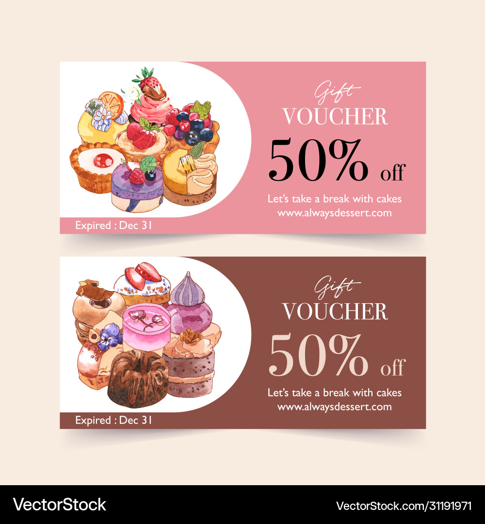 Dessert voucher design with custard cake cupcake – Free Vector ...