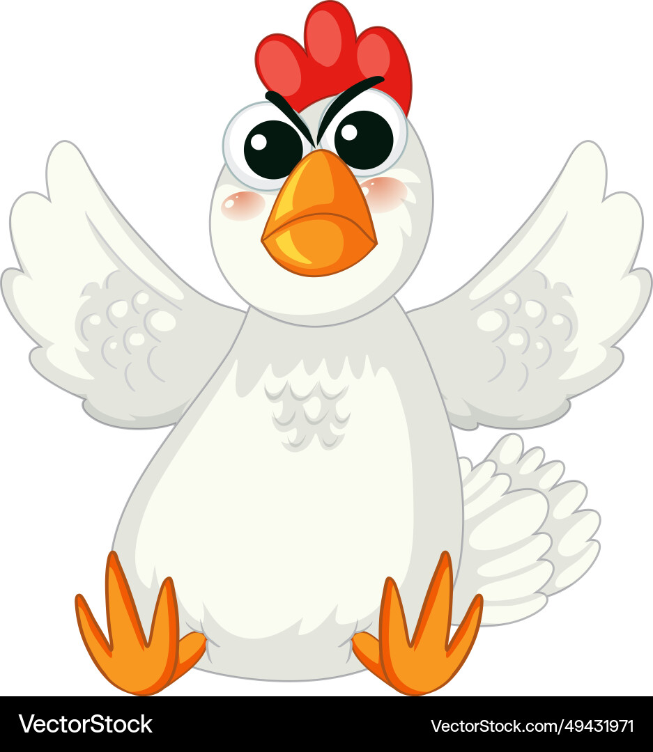 Furious chicken sitting cartoon character Vector Image