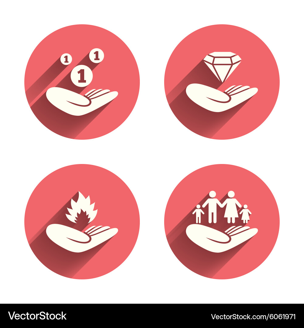 Helping hands icons protection and insurance Vector Image