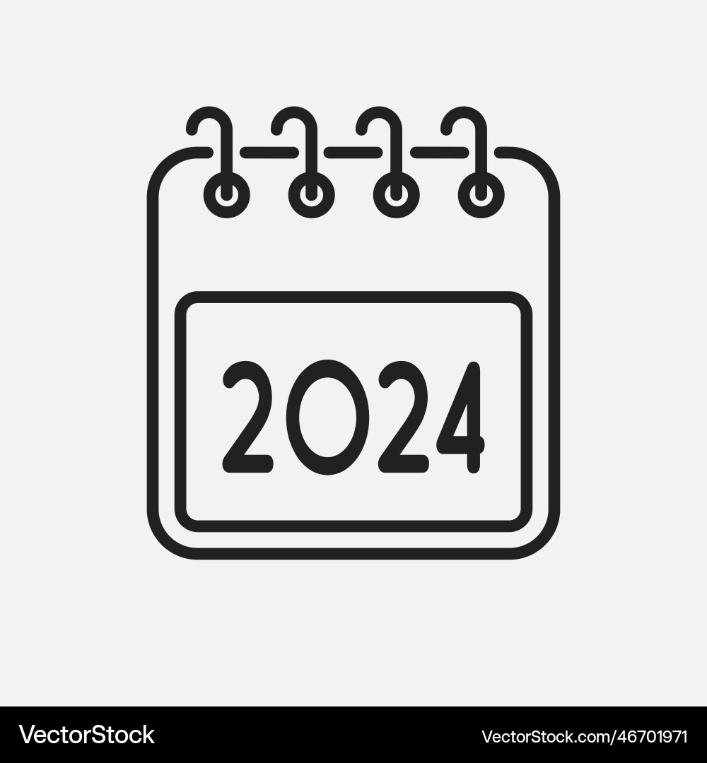 Icon calendar year 2024 Royalty Free Vector Image