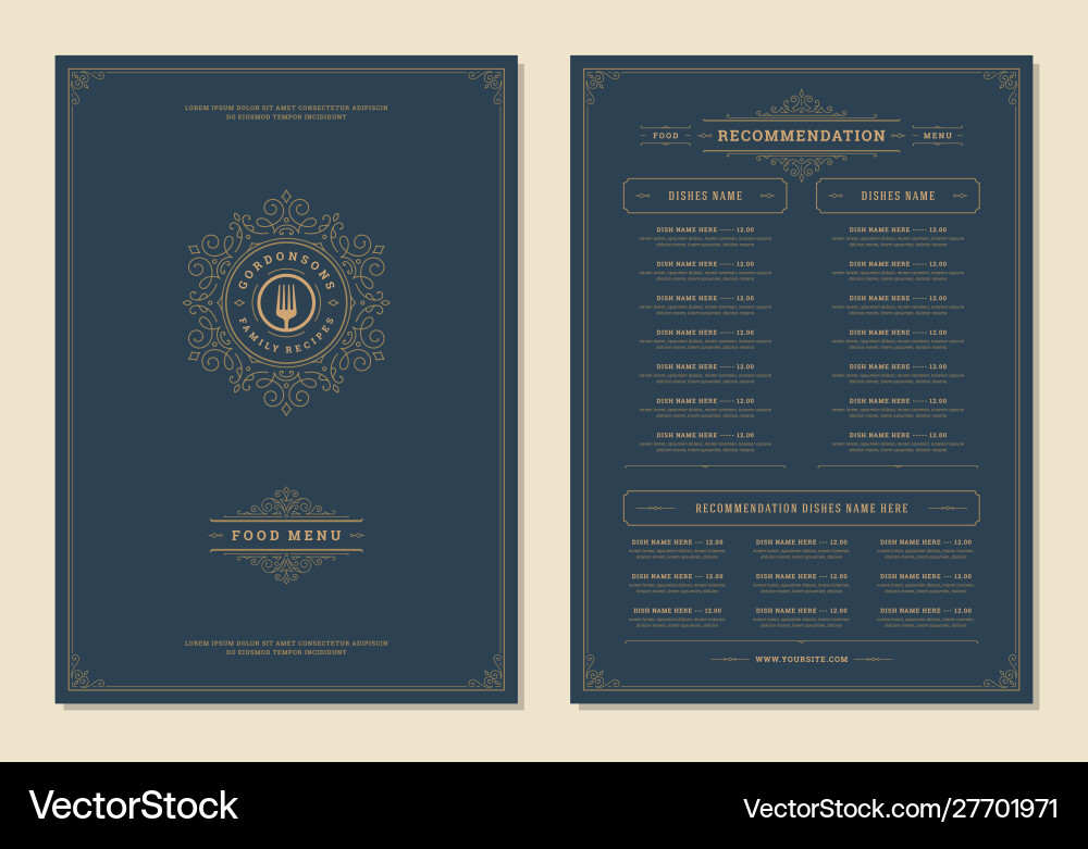 Vintage Restaurant Menu Template Royalty Free Vector Image