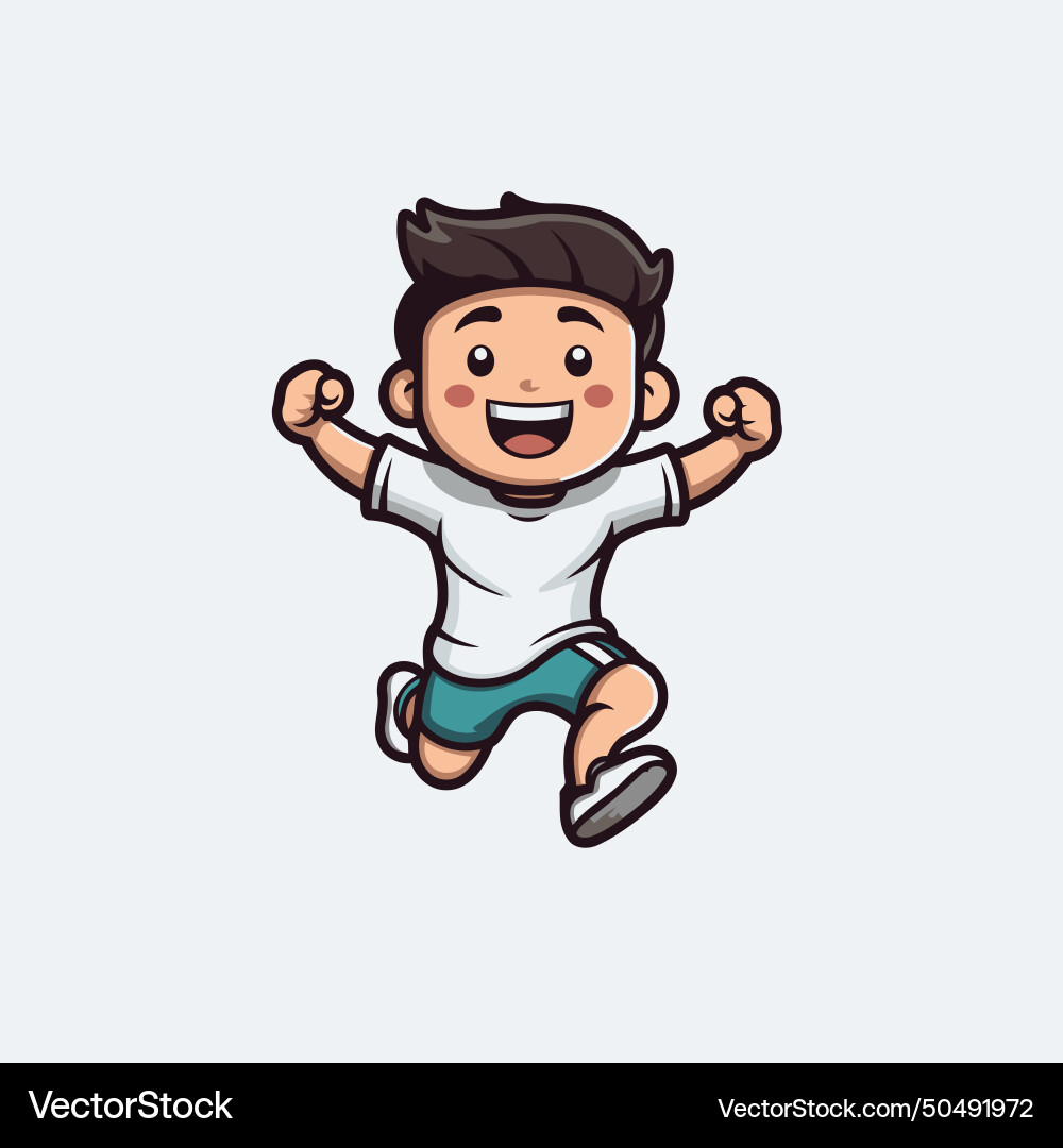 Boy running cartoon character happy Royalty Free Vector