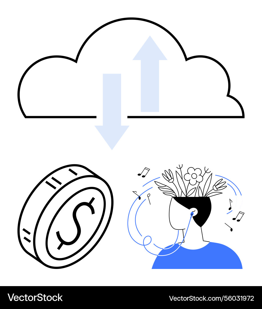 Cloud data transfer financial transaction Vector Image