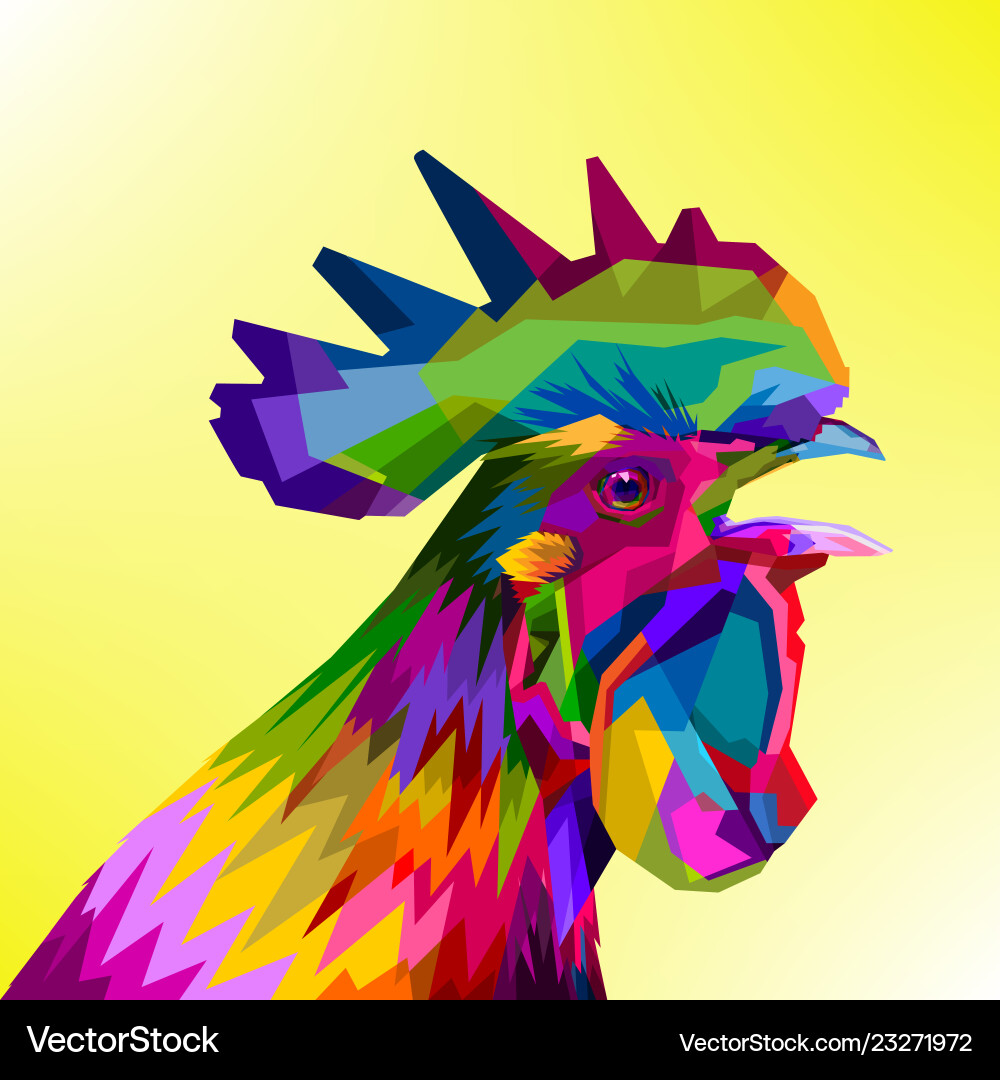 Colorful rooster head Royalty Free Vector Image