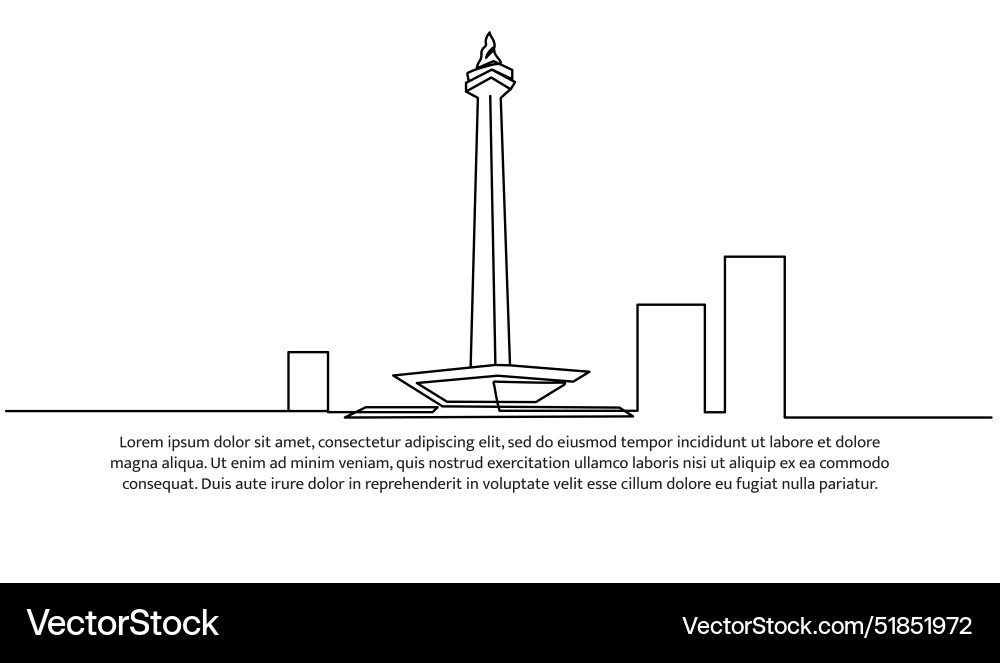 Continuous one line design of indonesian monas Vector Image