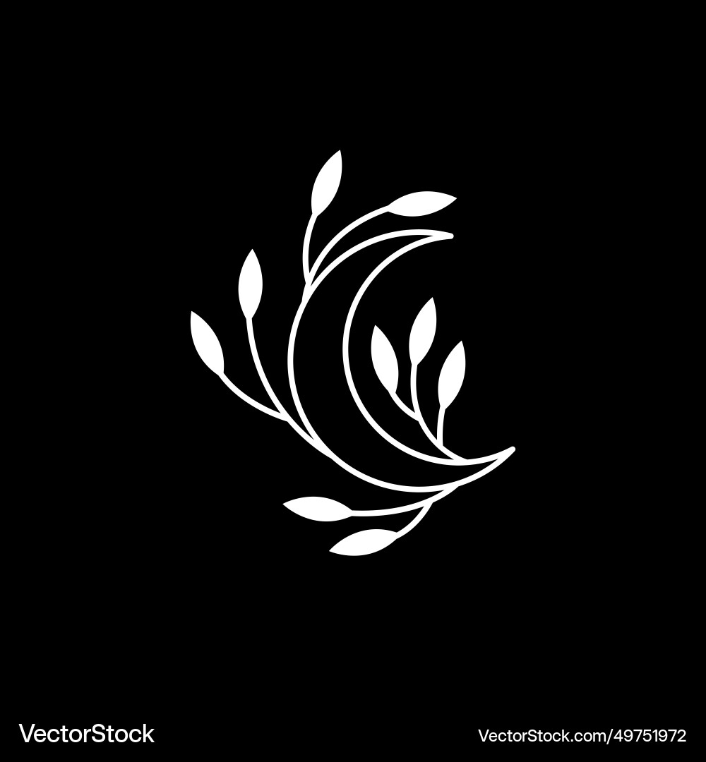Crescent leaf logo design icon Royalty Free Vector Image
