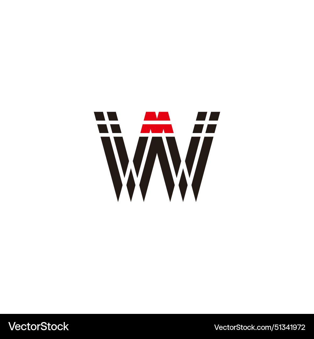 Letter w pencil shapes stripes logo Royalty Free Vector
