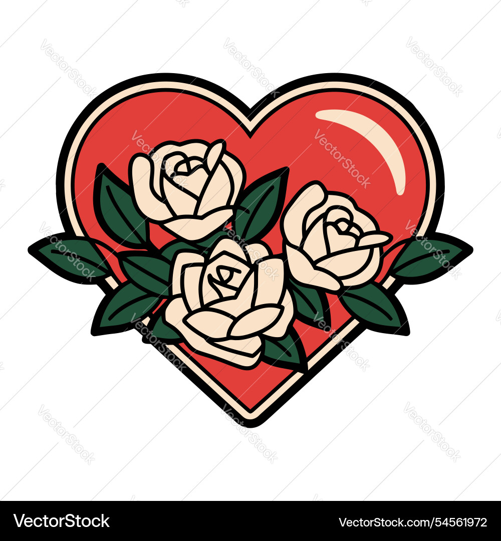 Vintage heart with roses Royalty Free Vector Image