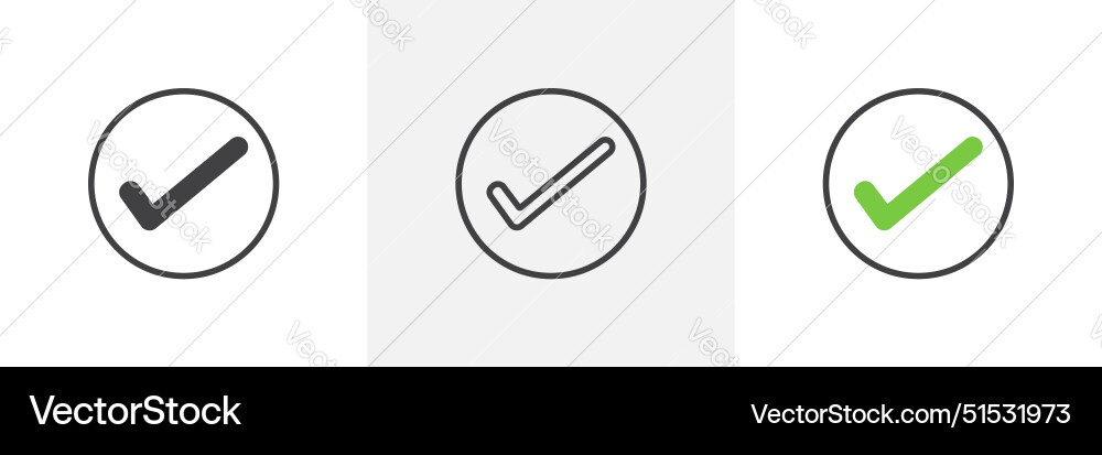 Check icon set checkmark symbol accept verify or Vector Image