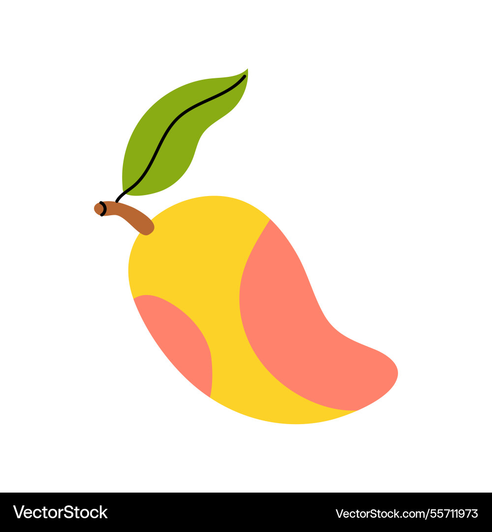 Colorful mango with a green leaf Royalty Free Vector Image