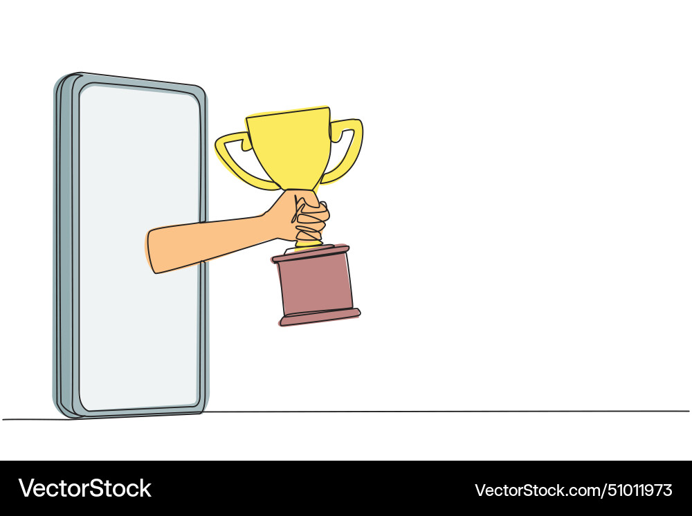 Continuous one line drawing hand comes out from Vector Image