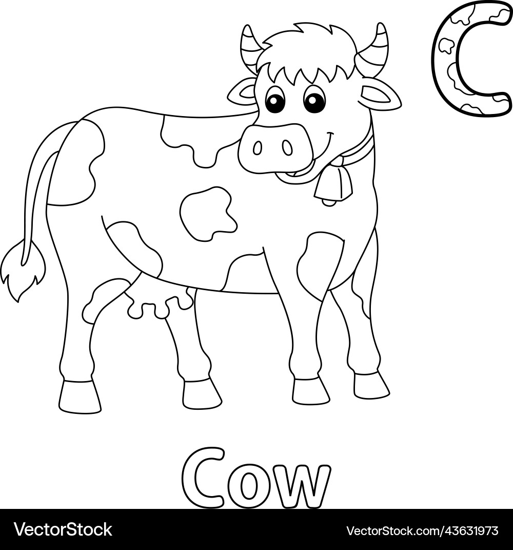 Cow alphabet abc coloring page c Royalty Free Vector Image