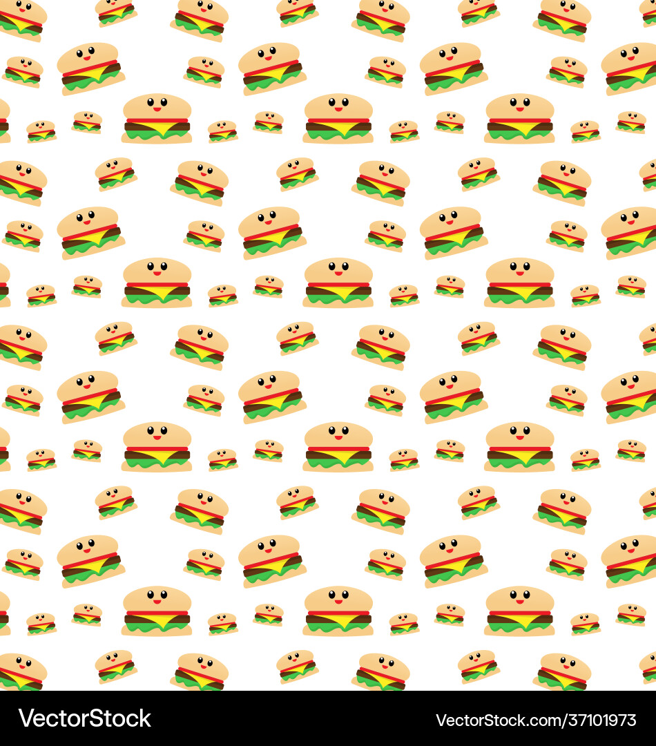 Cute burger pattern Royalty Free Vector Image - VectorStock