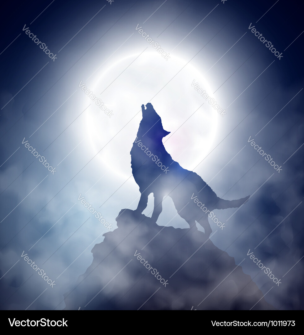Wolf Howling at Moon Silhouette Vector Images (over 1,300)