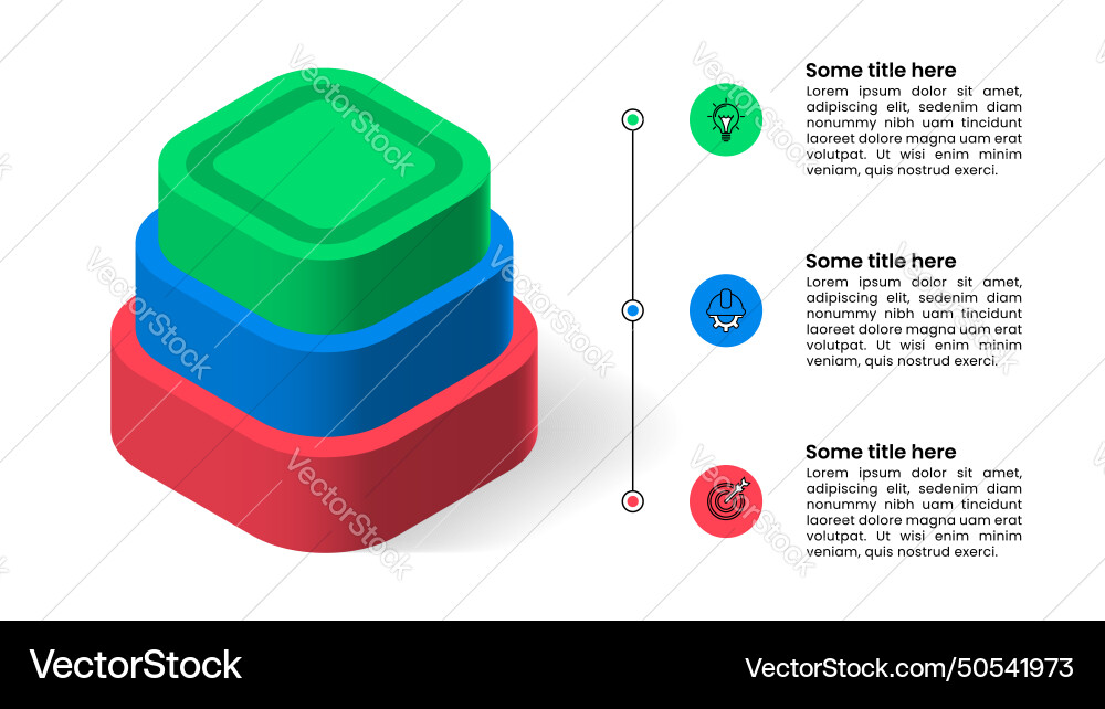 Infographic template isometric pyramid with 3 Vector Image