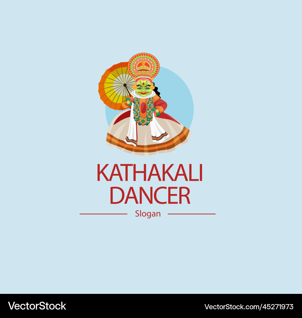 Kathakali dancer mascot logo Royalty Free Vector Image