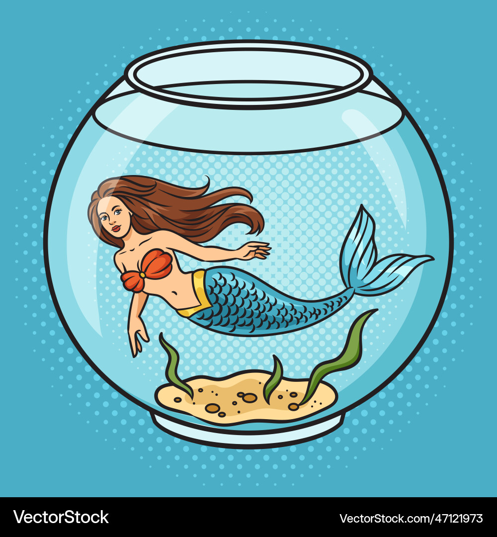 Mermaid in aquarium pop art Royalty Free Vector Image
