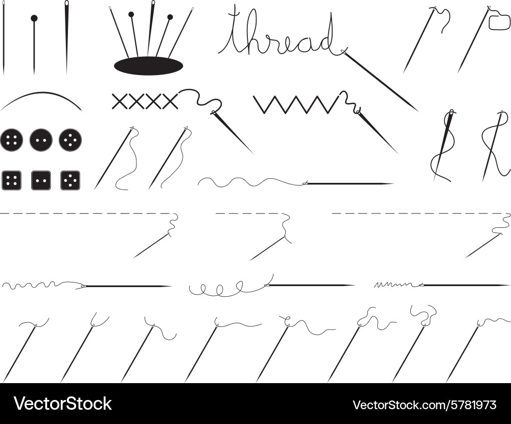 Needles and threads Royalty Free Vector Image - VectorStock