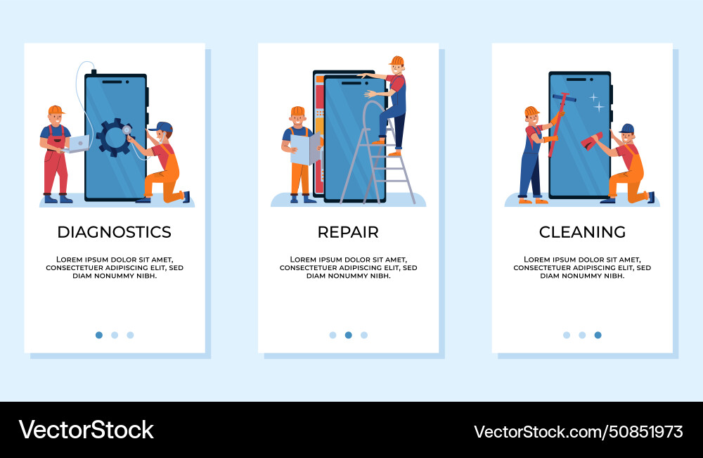 Phone repair app design Royalty Free Vector Image