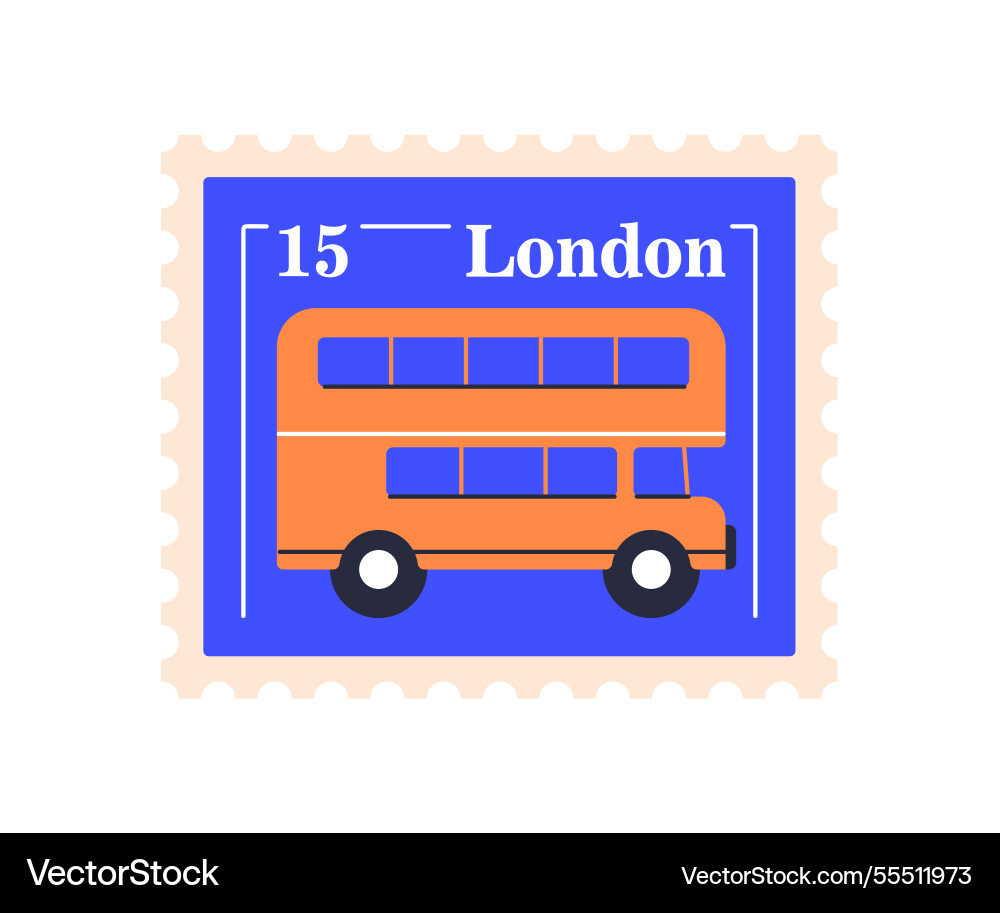 Postal stamp with london double-decker bus post Vector Image
