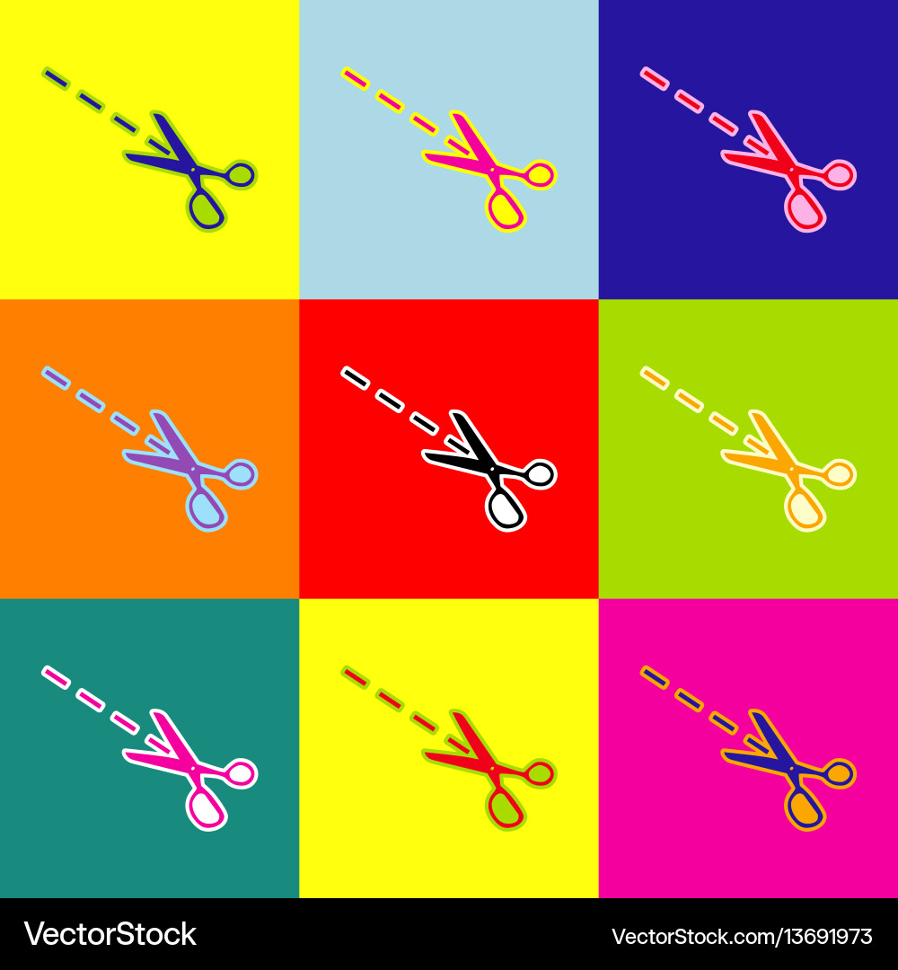Scissors sign pop-art style Royalty Free Vector Image