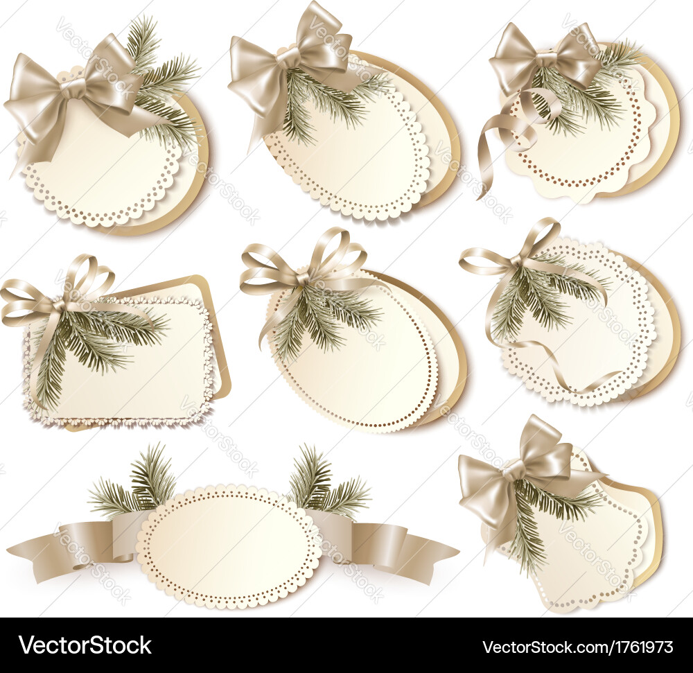 Set beautiful golden christmas gift cards Vector Image