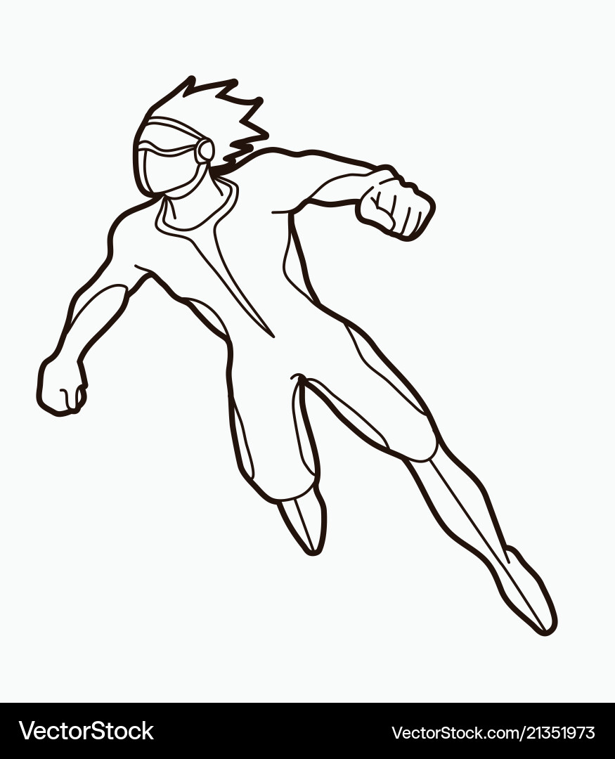 Superhero flying action cartoon Royalty Free Vector Image