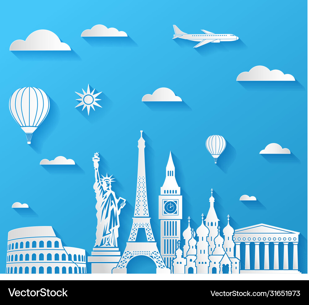 Travel famous monuments background Royalty Free Vector Image