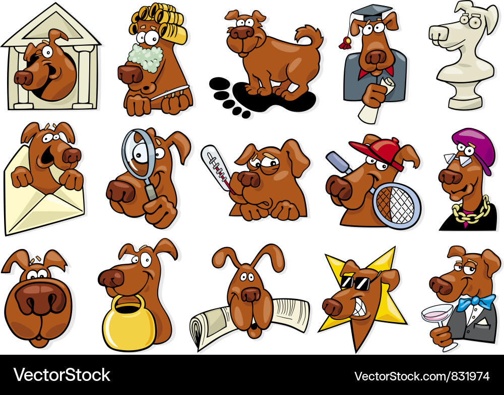 Cartoon dogs set Royalty Free Vector Image - VectorStock