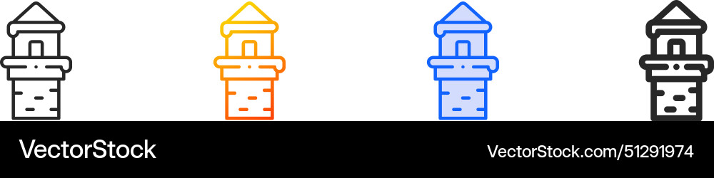 Castle tower iconthin linear gradient blue stroke Vector Image