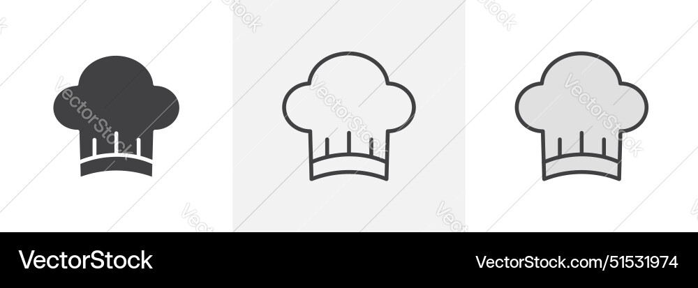 Chef hat icon set cook head hat symbol in black Vector Image