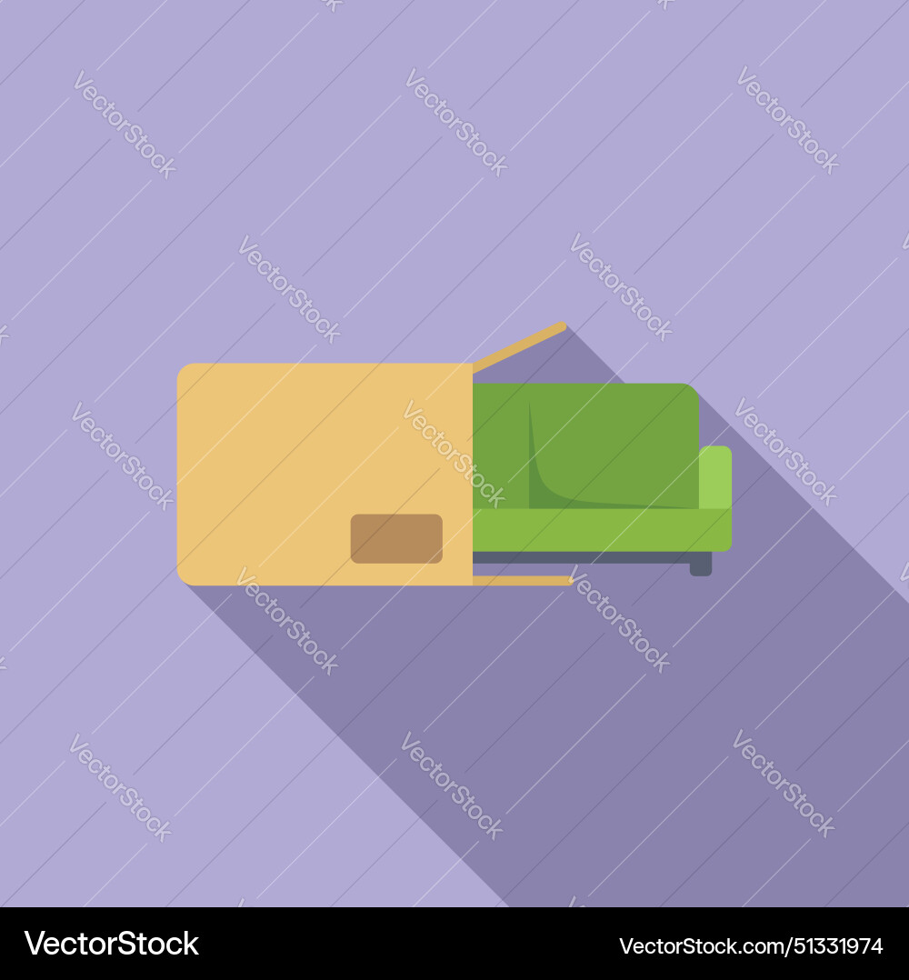 Flat design of a green sofa Royalty Free Vector Image
