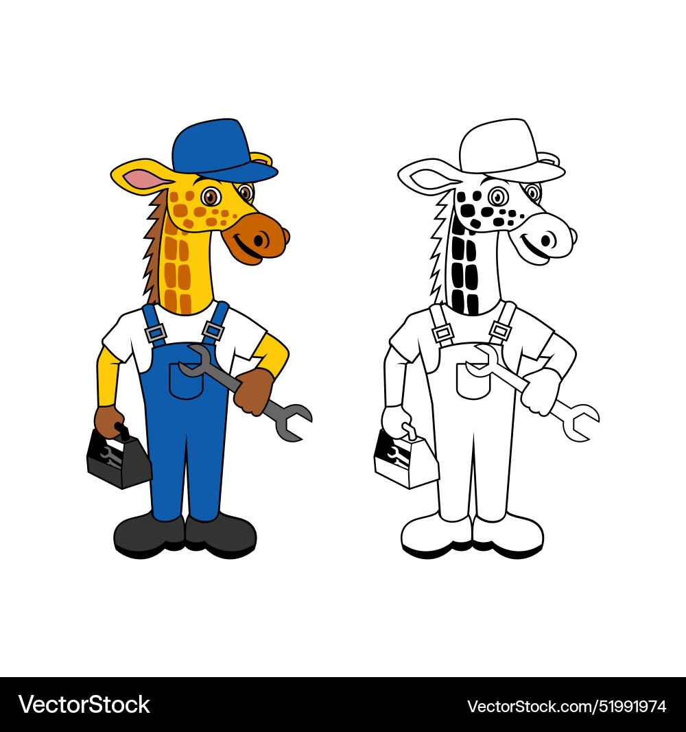 Giraffe technician cartoon character design Vector Image