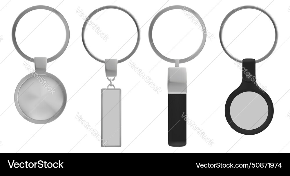 Silver blank key chair ring template design Vector Image