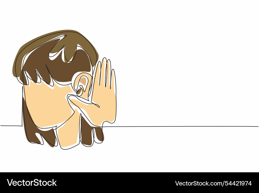 Single continuous line drawing woman holding her Vector Image