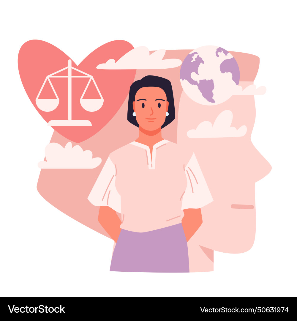 Thinking to make decision woman standing Vector Image